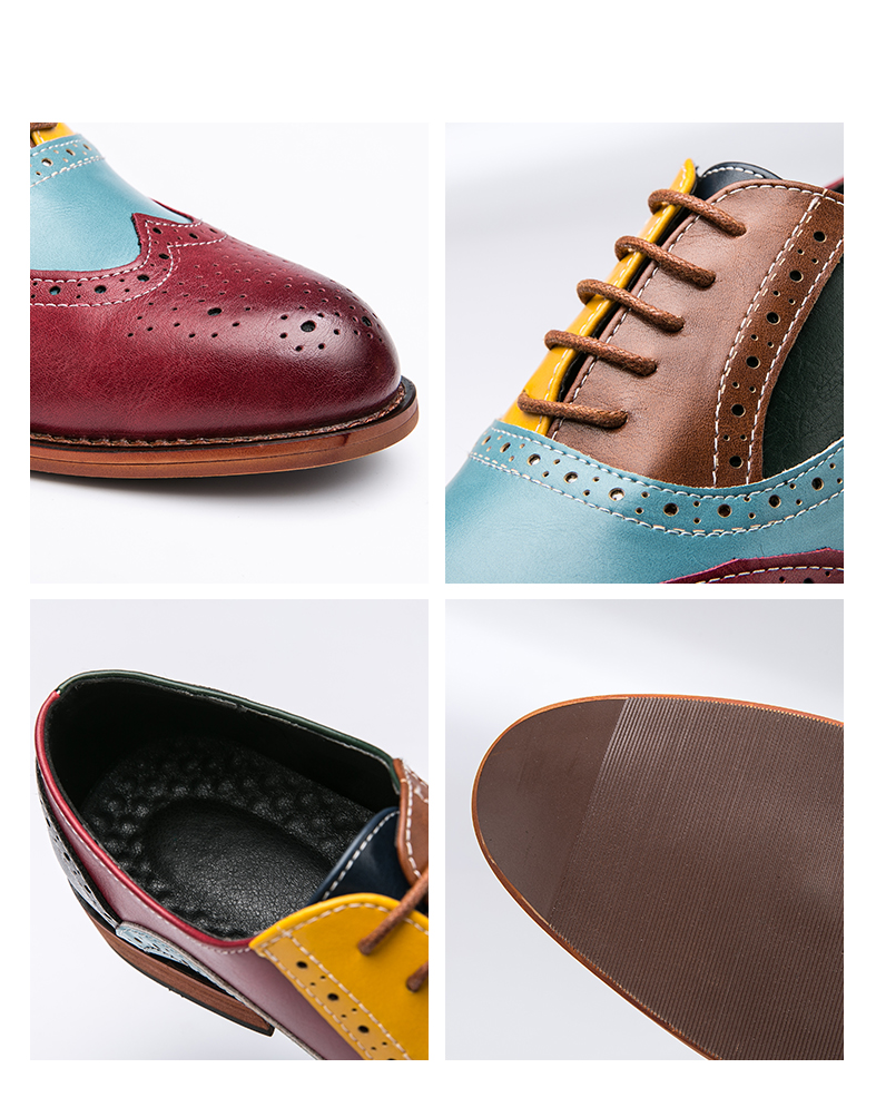 Men Brogues PU Round Toe Carved Lace Up Business Wedding Party Dress ...