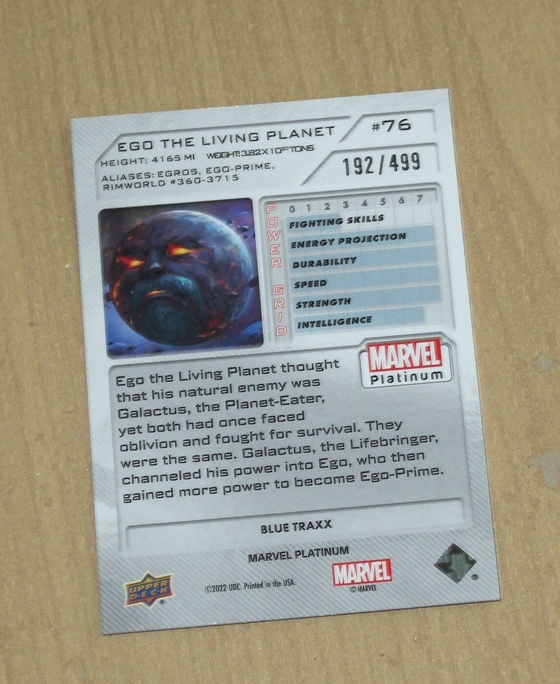 2024 Upper Deck Marvel Platinum Blue Traxx EGO THE LIVING PLANET #76 ...