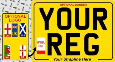 ALUMINIUM PLATE bike motorcycle scooter yellow rear metal reg SHOW ...