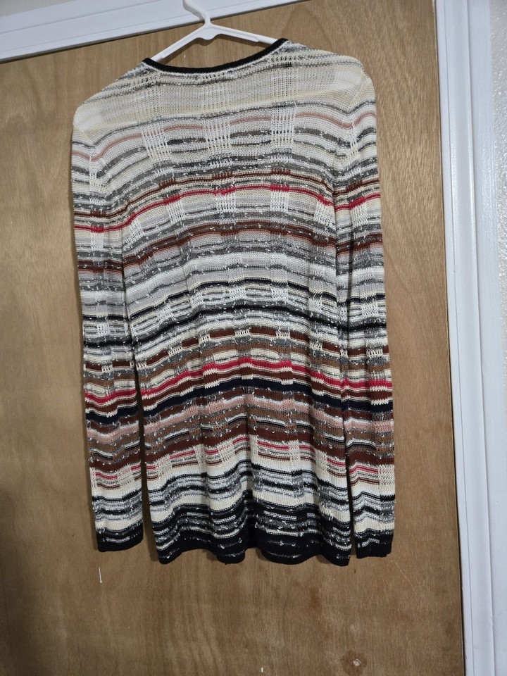 NIC+ZOE Multi Color Knit Sweater Women's Size Sm Long Sleeve V-neck ...