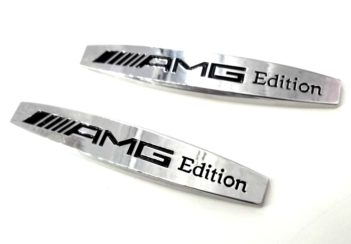AMG edition badges x 2 side wing badges for Mercedes Benz alloy CLA C E ...