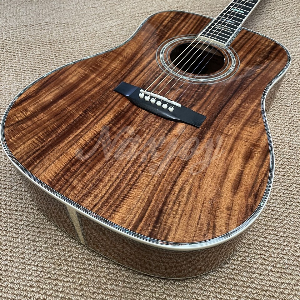NEW 41 Inch All Koa Wood D Type Acoustic Guitar Ebony Fingerboard Bone ...