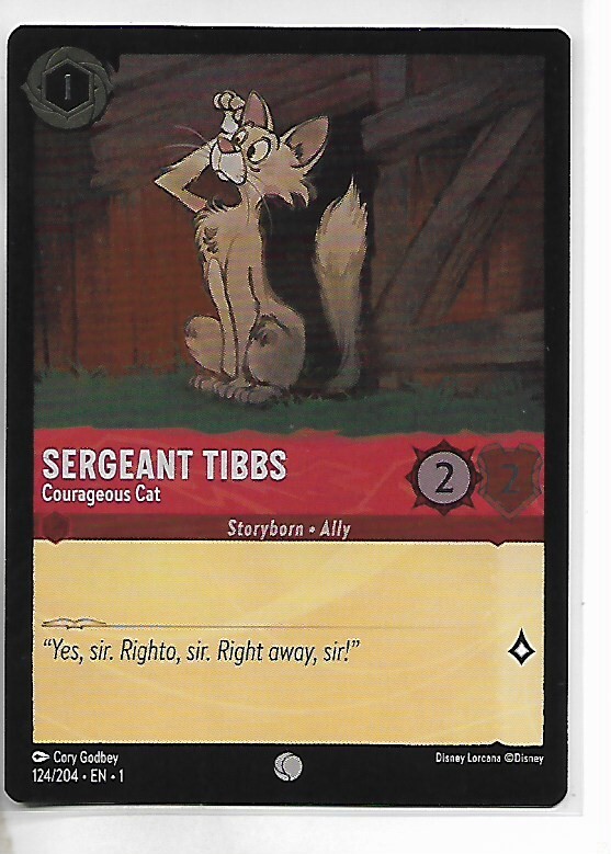 Disney Lorcana TCG Sergeant Tibbs Courageous Cat Common Foil Card #124/ ...