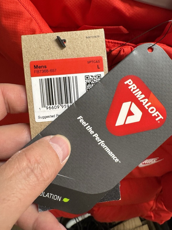 Nike Sportswear Club Puffer Jacket Primaloft Red FB7368-657 Men's Size ...