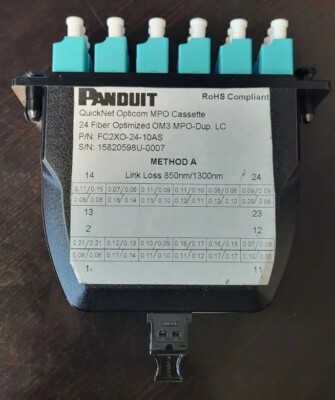 Panduit FC2XO-24-10AS OM3 MM LC 24 DUPLEX Apdapter QuickNet Opticom ...