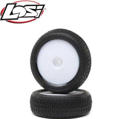 NEW Losi LOS41017 Taper Pin FRont Mounted White Tires / Wheels (2) Mini ...