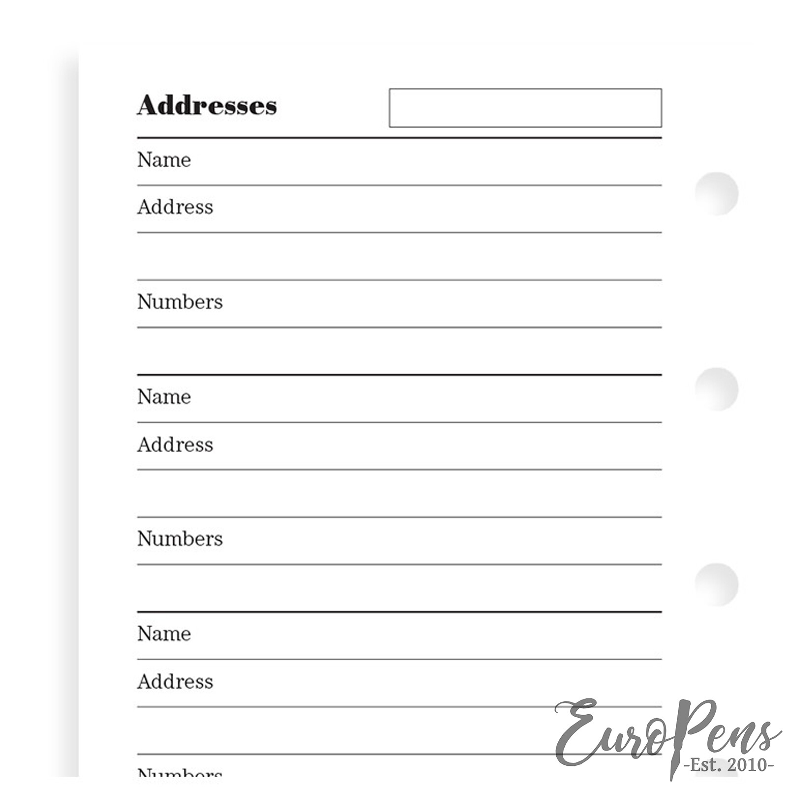 Filofax Mini Organiser Paper Inserts Refills | eBay