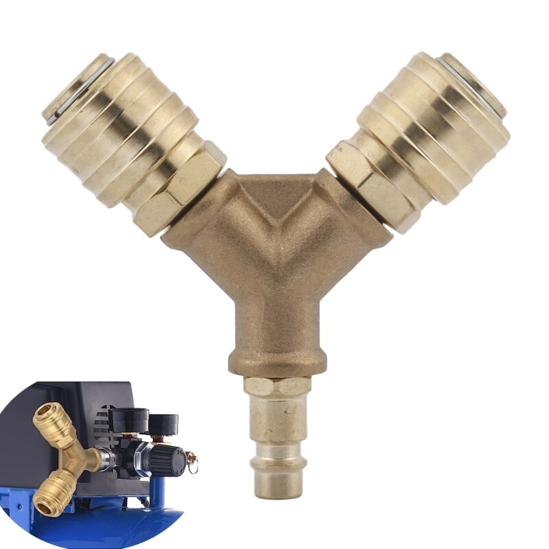 Upgraded Brass Compressed Air Distributor 2-Way with Couplings NW7.2 1 ...
