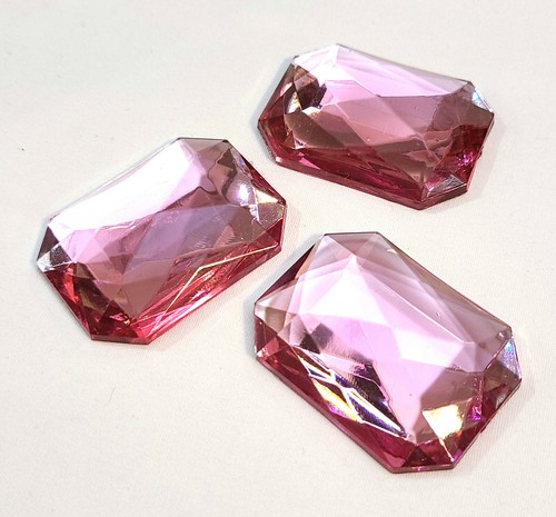 24 Pink Acrylic Lucite Rectangle Gems Rhinestones Jewels 40mm x 30mm | eBay