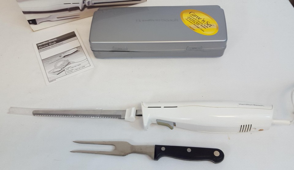 Hamilton Beach CARVE 'N SET Electric Knife with Case & Carving Meat ...