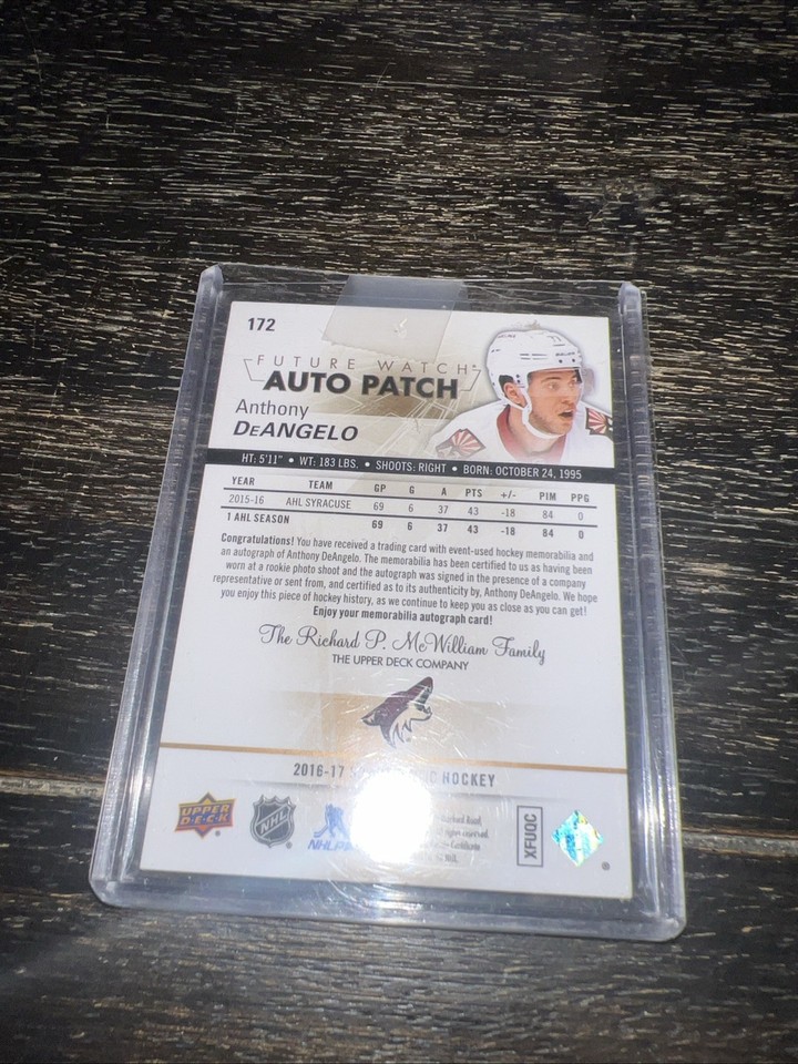 Anthony DeAngelo 2016-17 Sp Authentic Future Watch Patch Auto RPA /100 ...