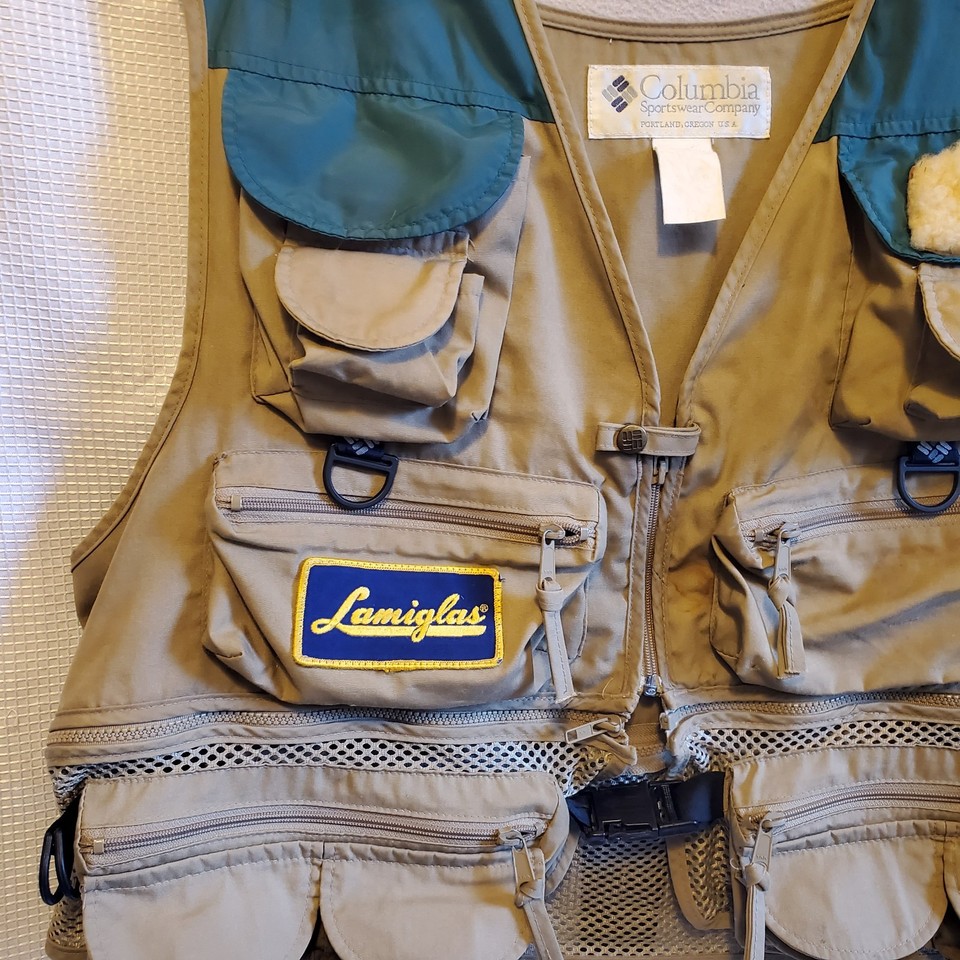 Vintage Columbia Fly Fishing Vest Mens XXL Multi Pockets EUC Beige ...