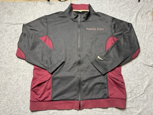 FSU Seminoles Jacket Mens 3XL Gray Full Zip Sweatshirt Nike Florida ...