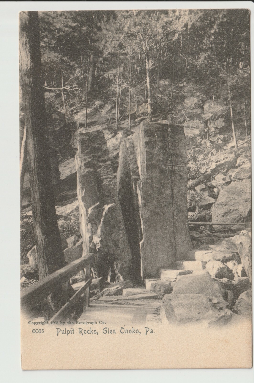 Glen Onoko Jim Thorpe PA Pennsylvania Pulpit Rocks Rotograph TM 1905 UN ...