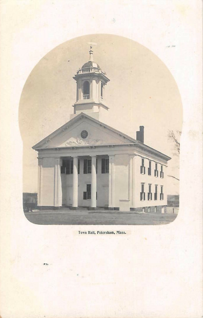 PETERSHAM, MA ~ TOWN HALL ~ EDDY MAKE STYLE REAL PHOTO POST CARD ~ c ...
