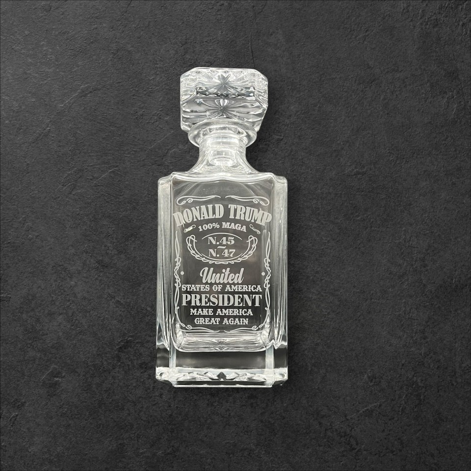 Donald Trump Whiskey Label Decanter With Set Of 4 Engraved Glasses | eBay