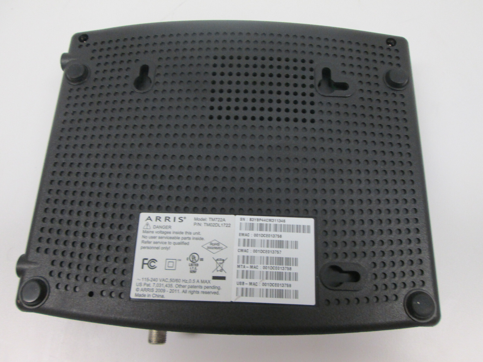 ARRIS Telephony Modem Ethernet LAN Model Tm722a P/n TM02DL1722 - Tested ...