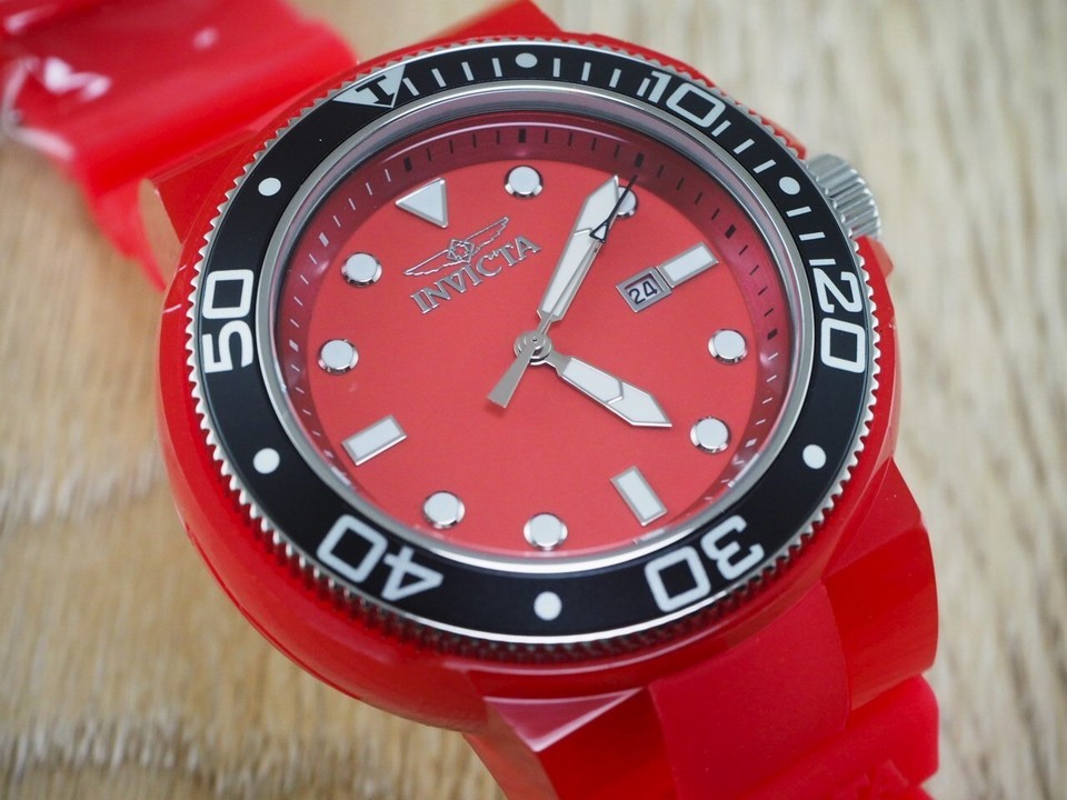 NEW Invicta Men's 52mm GRAND PRO DIVER Quartz ANATOMIC CASE Burgundy ...