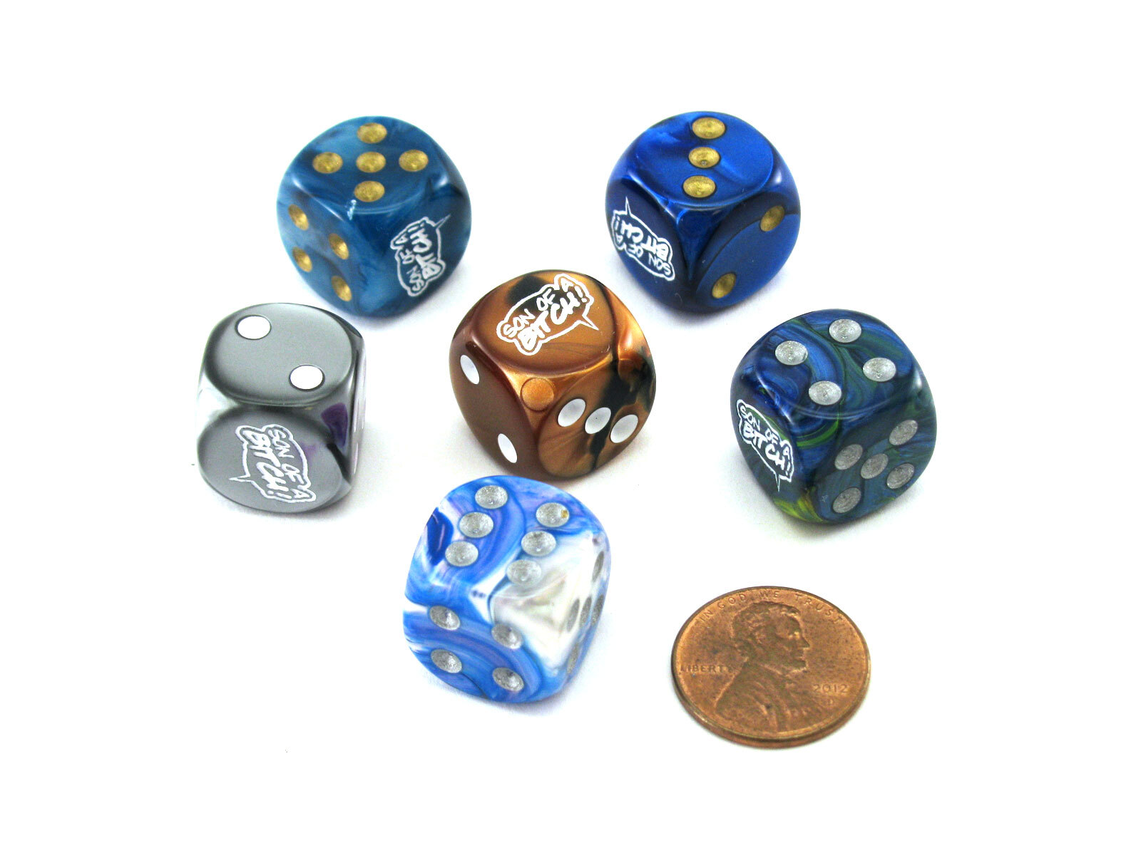 Pack of 6 Custom Engraved 16mm Assorted Style Funny Meme Dice - Son of a B****! 601982050726 | eBay
