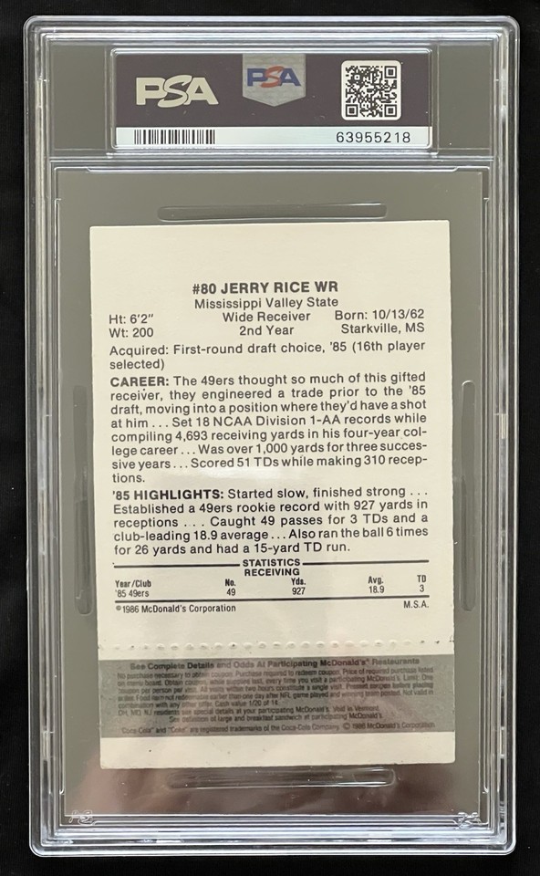 Jerry Rice Rookie 1986 McDonald's 49ers Complete HIGH GRADE Set Of 4 ...