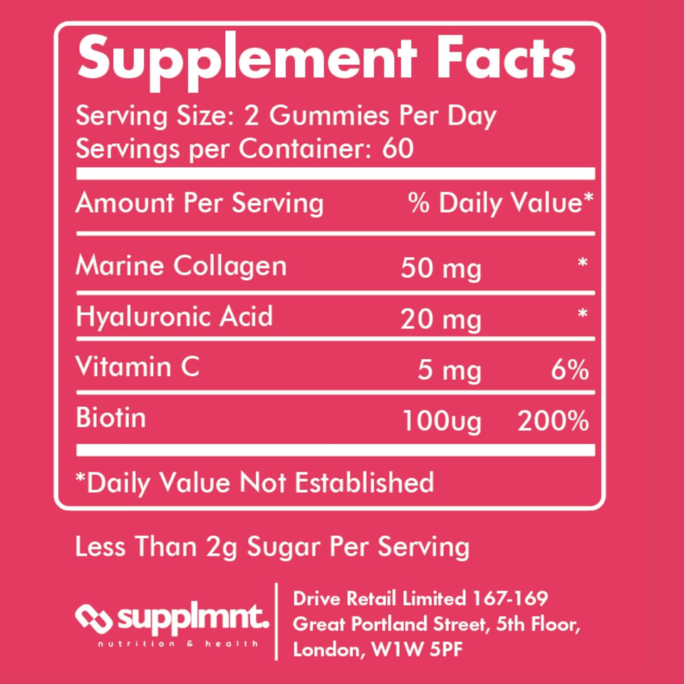 Marine Collagen Gummies, Hydrolysed Collagen Peptides W/Biotin ...