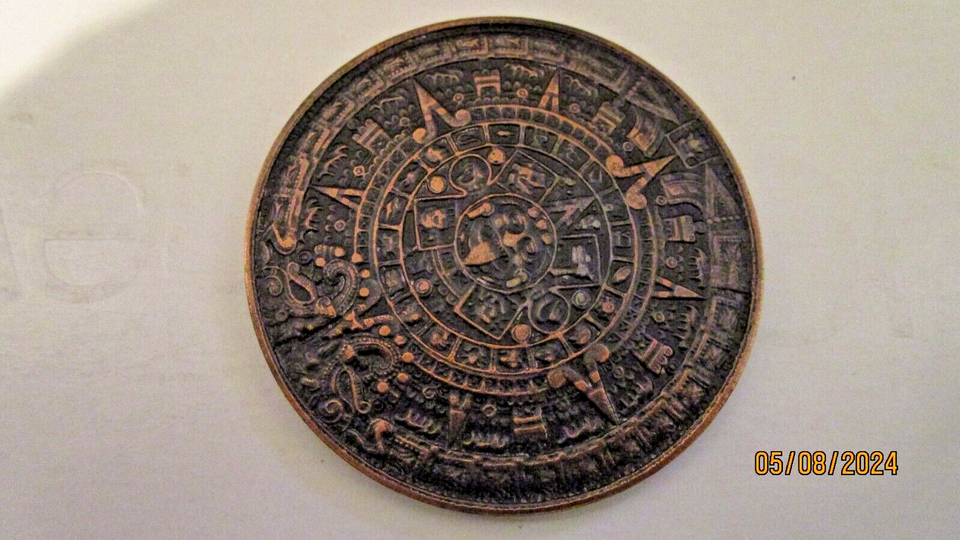 Mexico Aztec Calendar Coin Medallion 3" Calendario Azteca Y Piedra Del ...