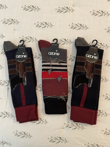 Ozone The Art Of Socks New 3 Pairs Mens Socks Gun Designs 2 Navy 1 ...