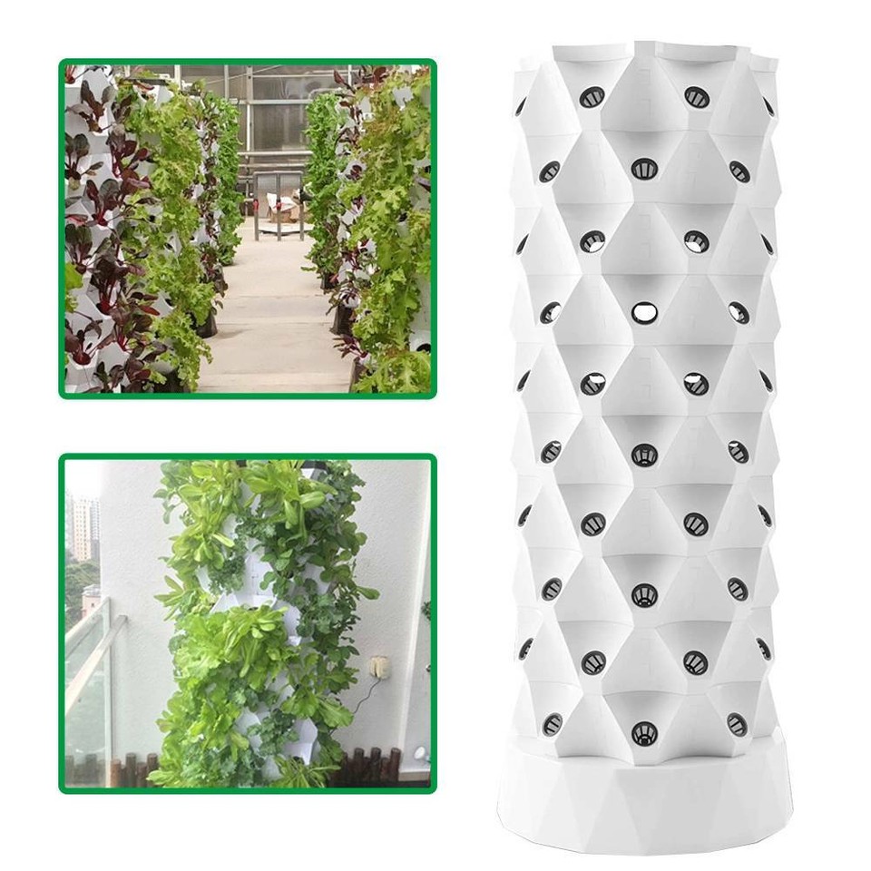80 Pots Vertical Hydroponics Tower Set Hydroponic Growing System Garden ...