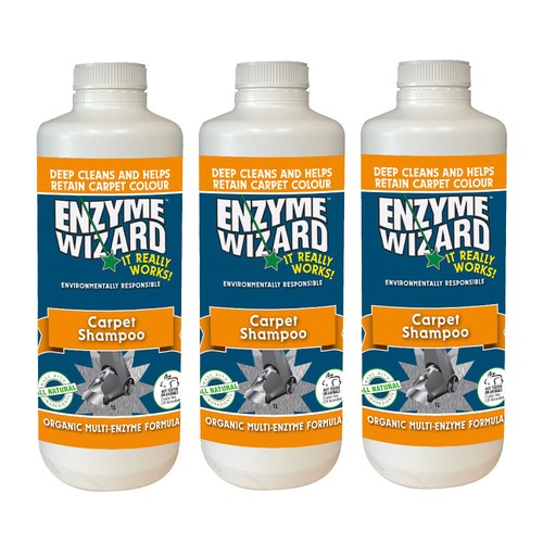 3x Enzyme Wizard 1L Carpet/Rug Fabric Stain Wool Shampoo Surface ...