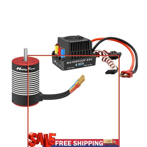 HOBBYFANS 3660 Waterproof Brushless Motor + 80A ESC for 1/8 1/10 RC ...