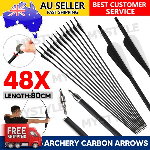 48x Musen Carbon Arrows 30 Inches Spine 500 For Compound & Recurve Bow ...