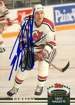 Troy Mallette autographed Hockey Card (New Jersey Devils) 1992 TSC #432 ...