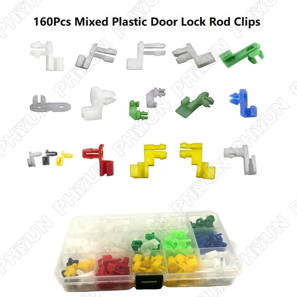 160pcs Universal Boxed Plastic Door Lock Rod Clip Fasteners Mixed Wire ...