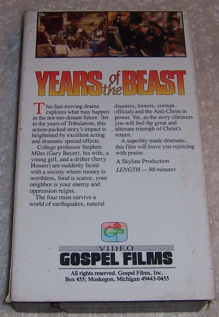 Years of the Beast VHS Video Gospel Films Christian Gary Bayer Alana ...
