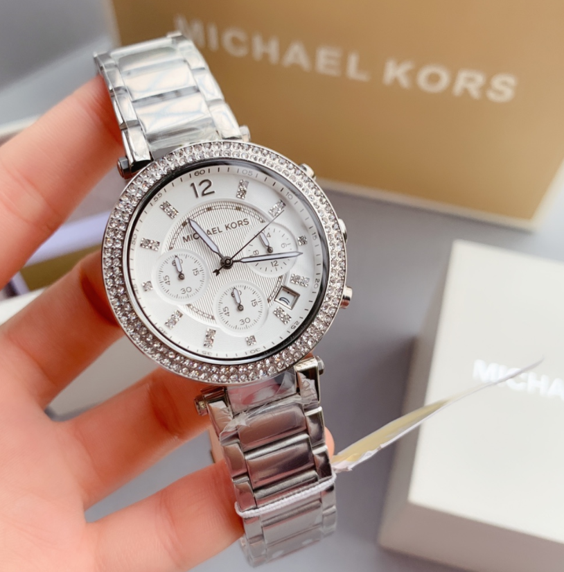Michael Kors Women's Chronograph Parker Stainless Steel Bracelet Watch ...