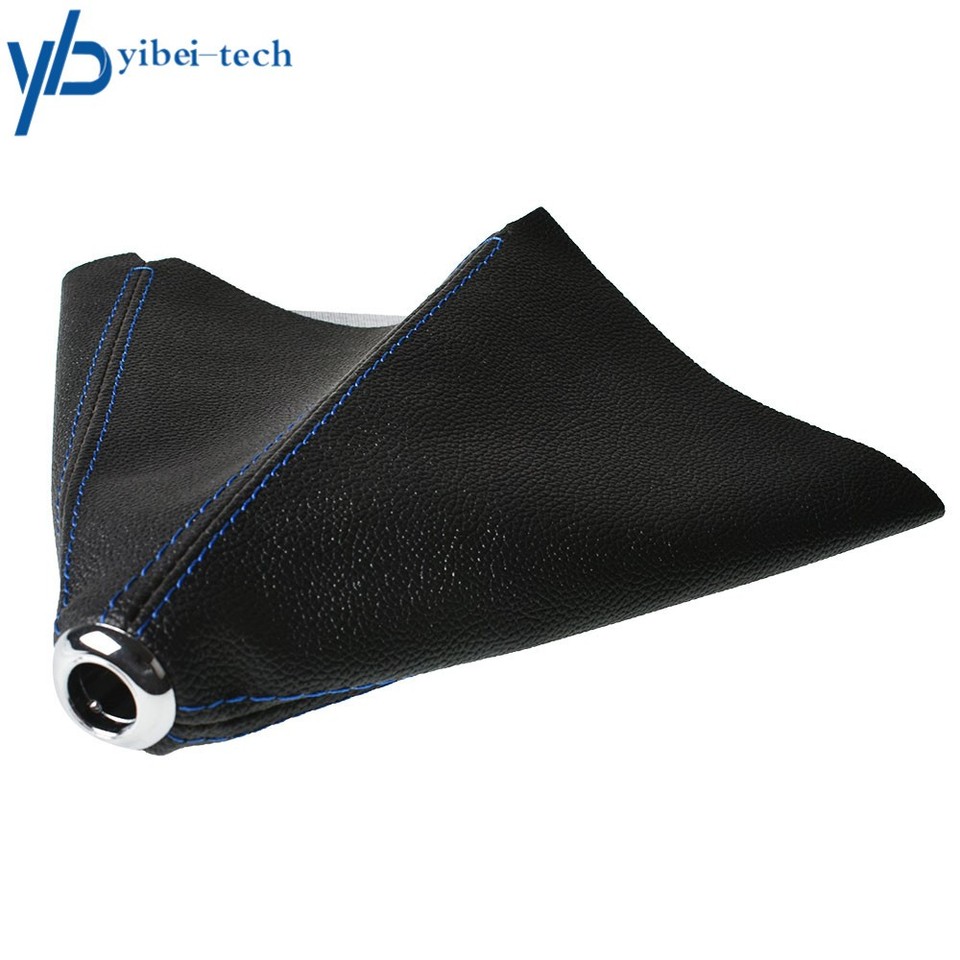 Universal Shift Knob Shifter Boot Cover Black with Stitches PVC Leather ...