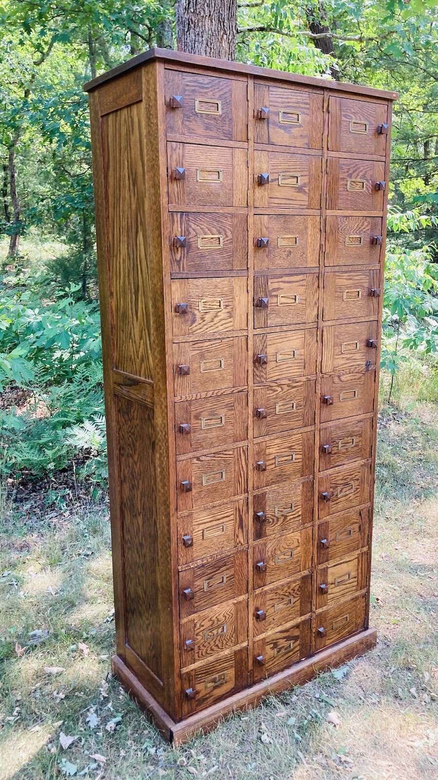 Rare Antique Oak Post Office 33 Door File Cabinet Apothecary Card ...