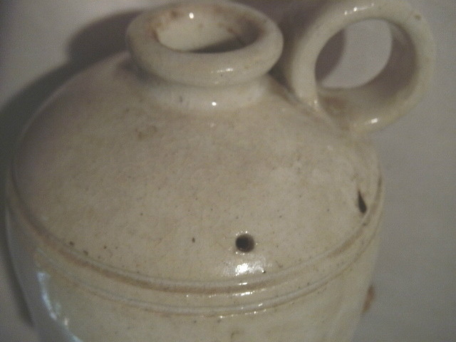 LIVERMORE CALIFORIA ANTIQUE RABOLI 4" WINE JUG BANDED BREATHER HOLE ...