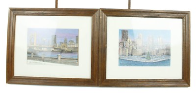 Susan Castriota Hoag 1989 Signed Cityscape Downtown Christmas Winter ...