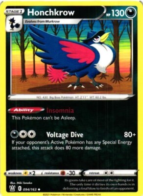 2021 POKEMON BATTLE STYLES TCG HONCHKROW CARD 094/163 | eBay