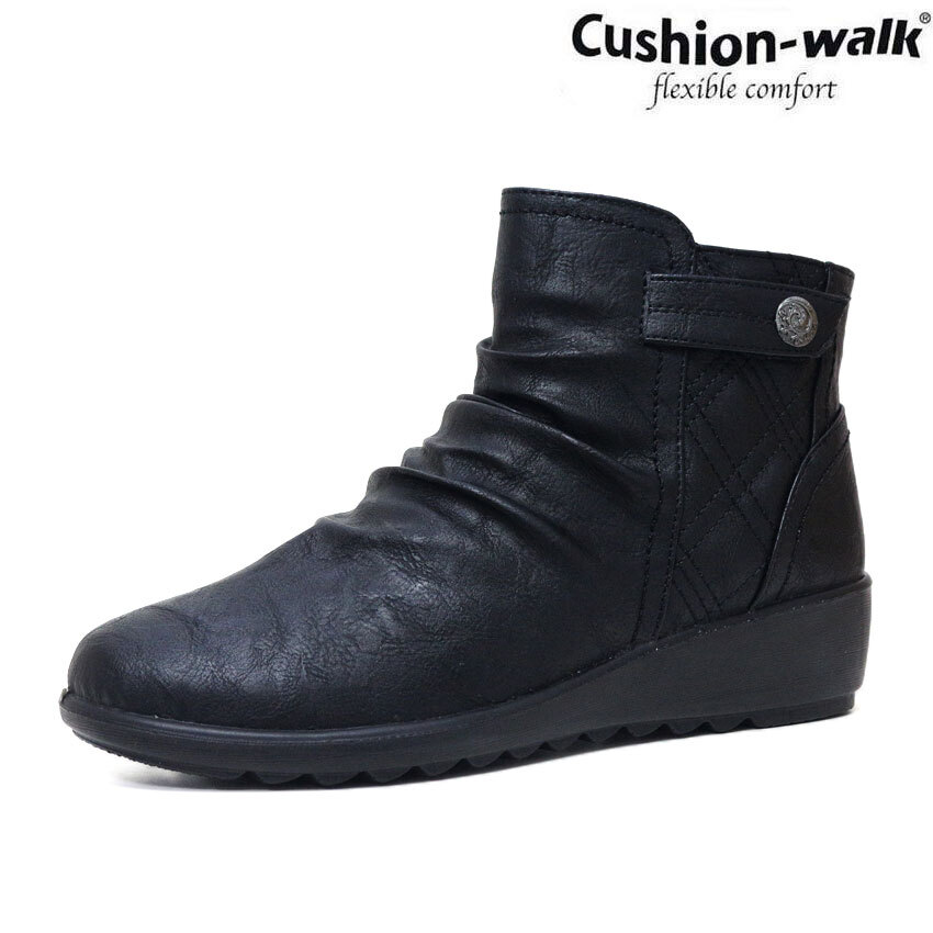 Ladies Chelsea Ankle Boots Low Wedge Fashion Slouch Pixie Casual Work ...