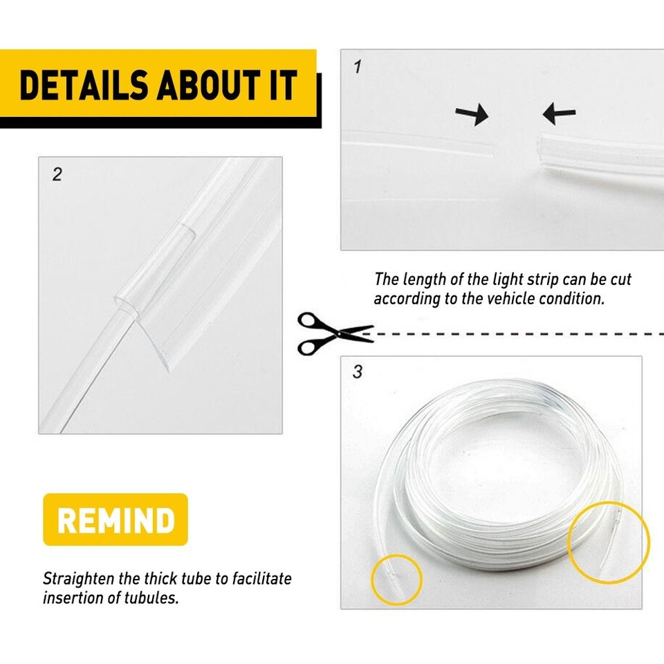 LED 6M RGB Car Interior Fiber Optic Neon EL Wire Strip Light Atmosphere ...