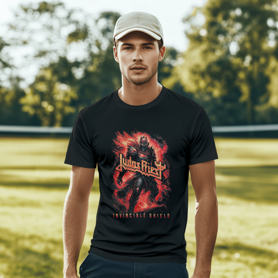 Judas Priest Knight Invincible Shield Rob Halford T Shirt Black Gildan ...