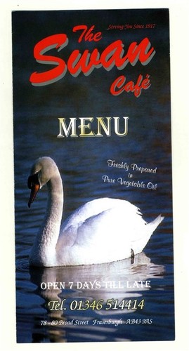 The Swan Cafe Menu Broad Street Fraserburgh Aberdeenshire Scotland | eBay