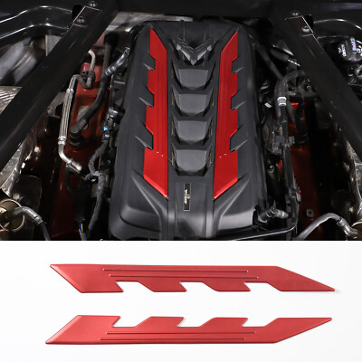 Red Alloy Car Engine Panel Side Trim Decorative Cover For Corvette C8 ...