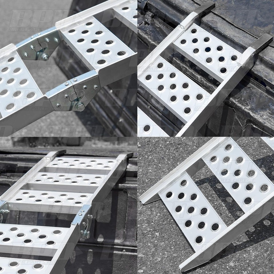 MOTORCYCLE MOTOCROSS MX BIKE ALUMINIUM VAN TRAILER LOADING RAMP TRI ...