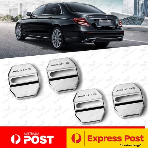 4x Mercedes BENZ AMG Stainless Steel Door Lock Covers A C E C63 E63 CLA ...