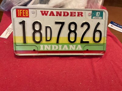 Indiana License Plate 18D7826 Wander 1987 | eBay