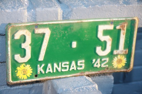 1942 KANSAS License Plate **LOW # 51 *** SUNFLOWER ** WASHINGTON CO. | eBay
