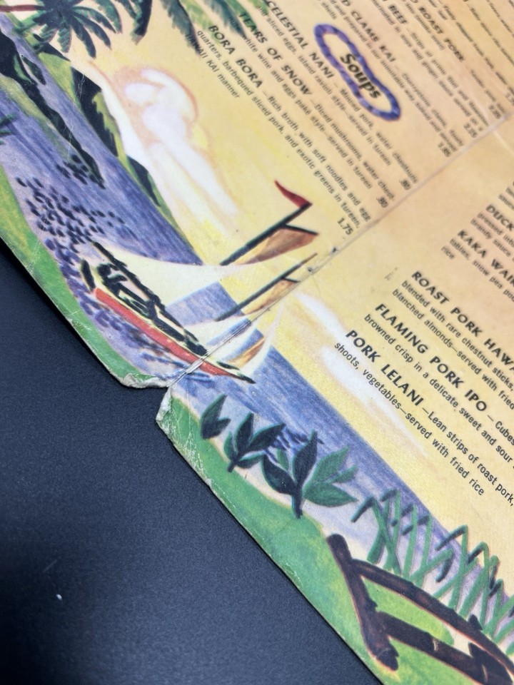 Vintage Tiki Menu Hawaii Kai New York Partial Insert Colorful ...